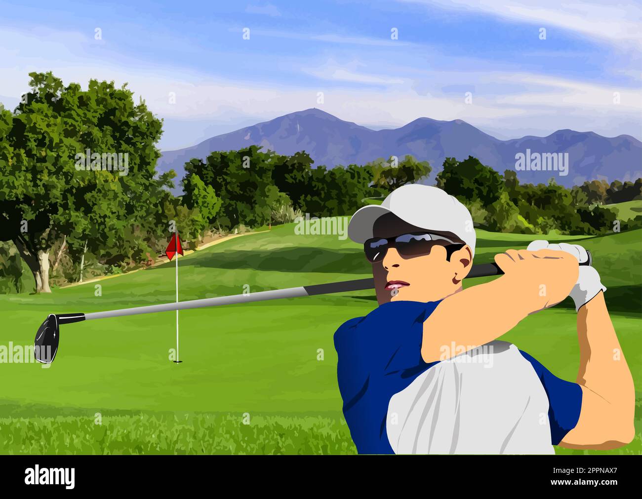Golf club background with golfer image. Vector 3d illustration Stock ...