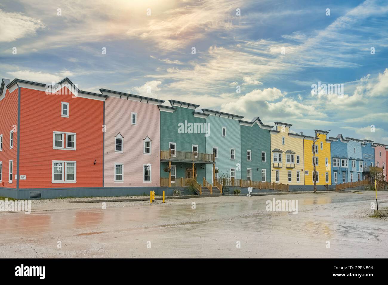 Dawson city in Yukon, Canada, colorful houses in the ancient village of ...
