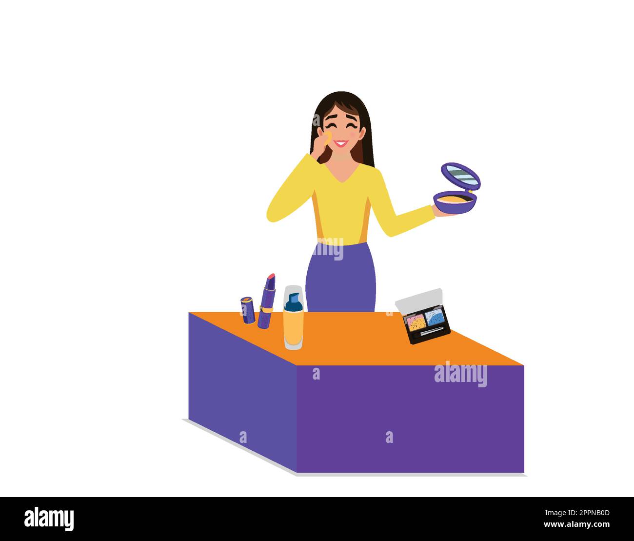 Girl Professional Makeup Artist Flat Stock Vector Image And Art Alamy