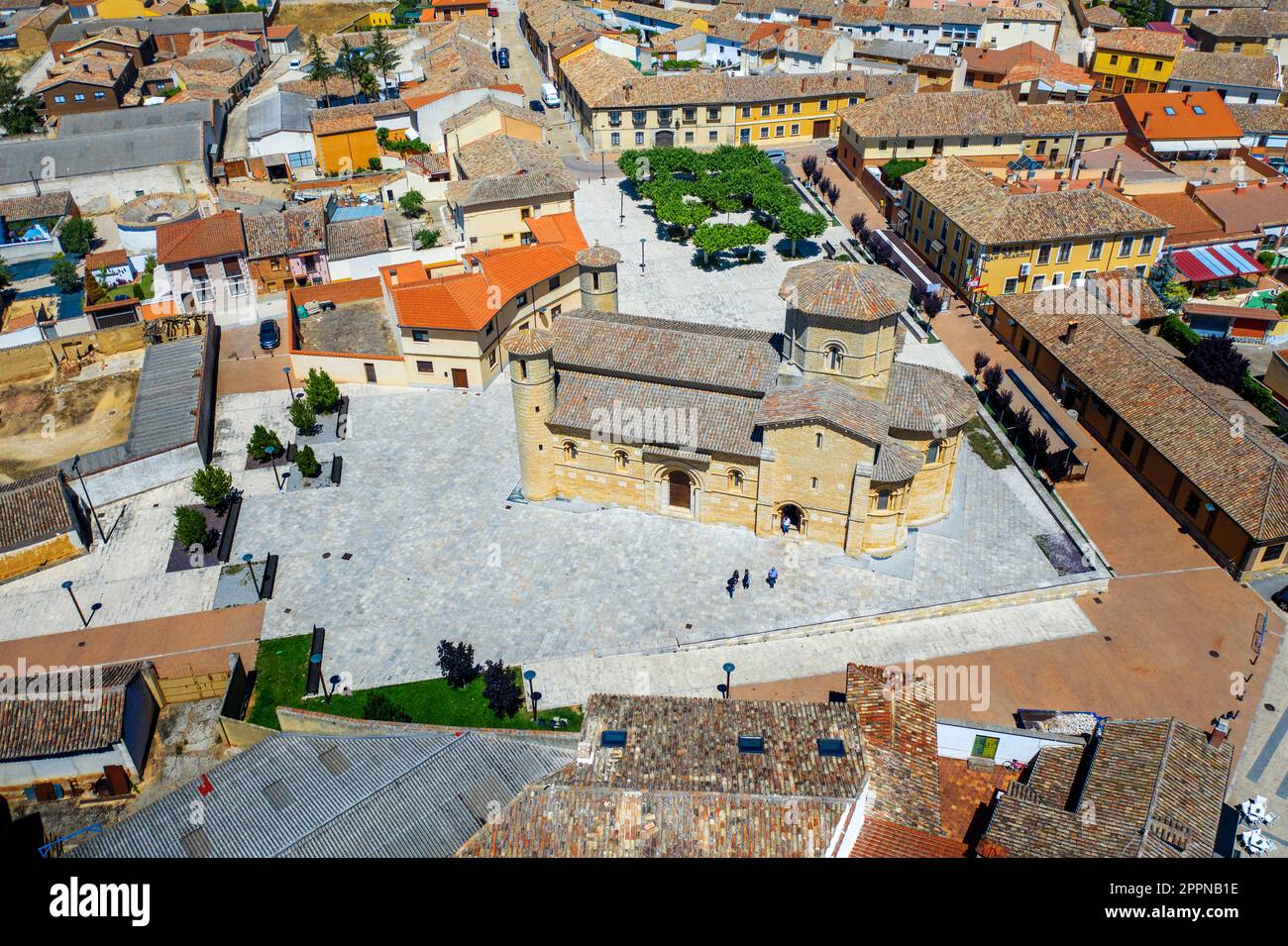Aerial view of the Romanesque 11th century church of San Martin de ...