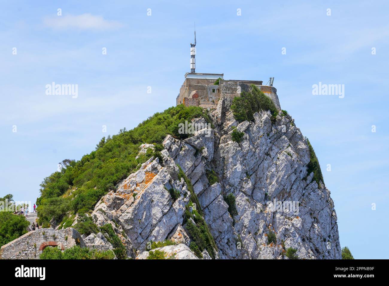 Remains of a military building at the top of the Rock of Gibraltar in ...