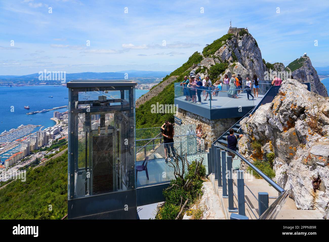 Sky walk observation platform at the top of the Rock of Gibraltar in ...