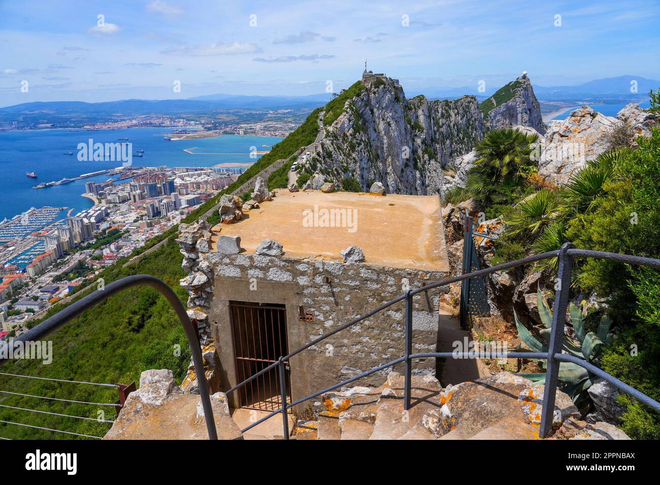 Remains of a military building at the top of the Rock of Gibraltar in ...