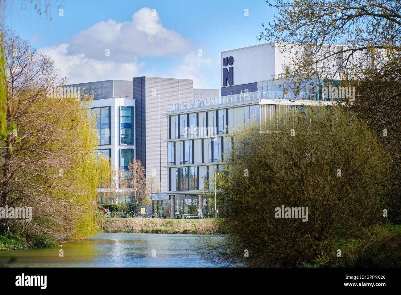 UON, the University of Northampton, by the river Nene, England Stock ...