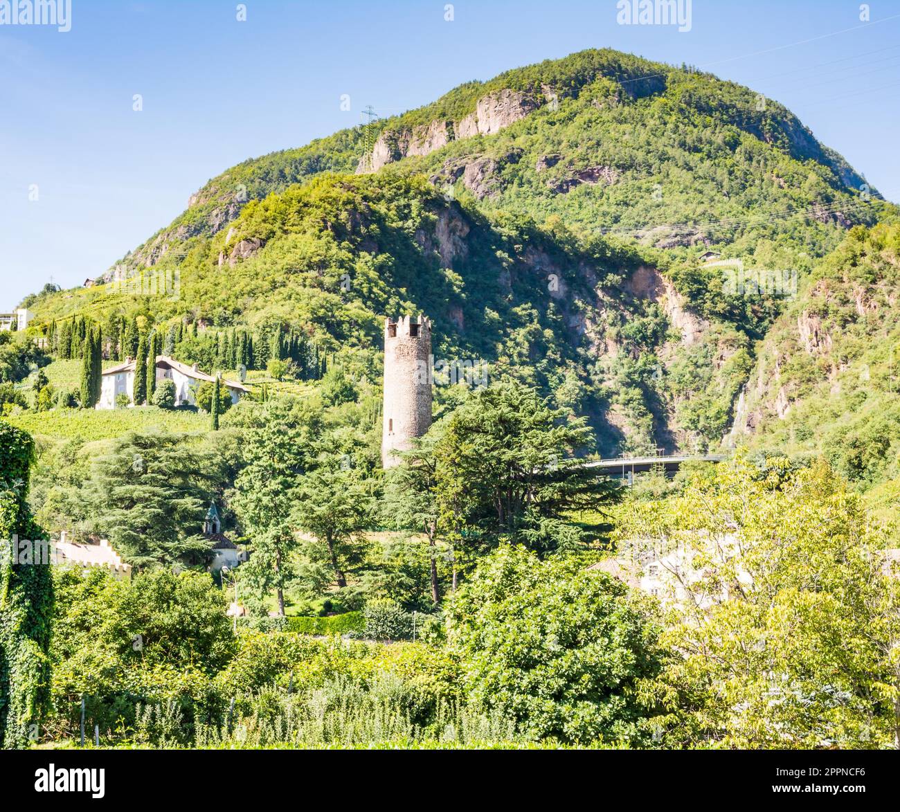 Tower of the Treunstein Castle Ruin in Bolzano Stock Photo - Alamy