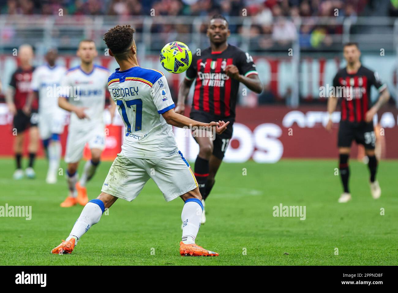 Valentin Gendrey of US Lecce in action during Serie A 2022/23 football ...