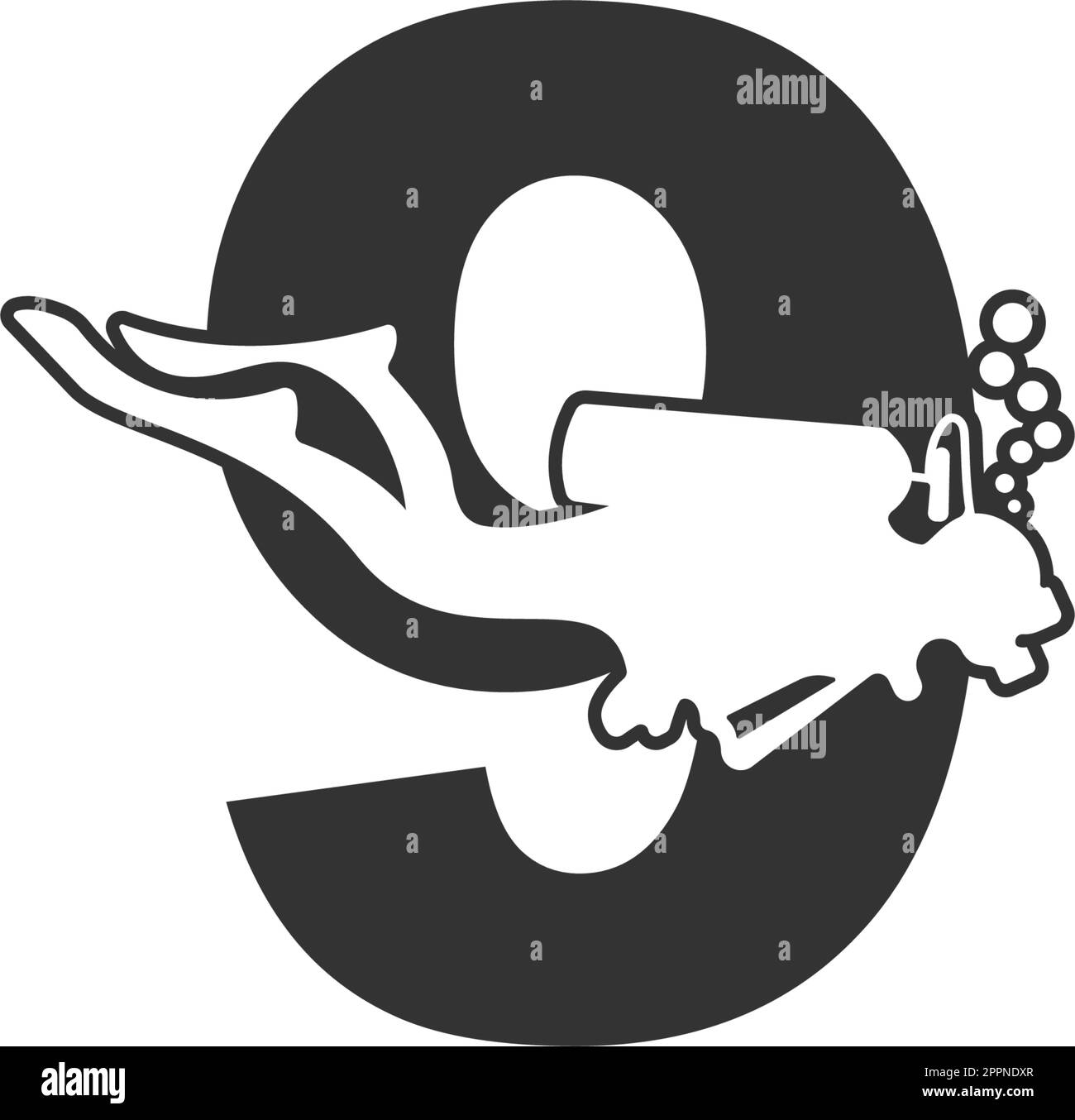 Number 9 and someone scuba, diving icon illustration Stock Vector Image ...