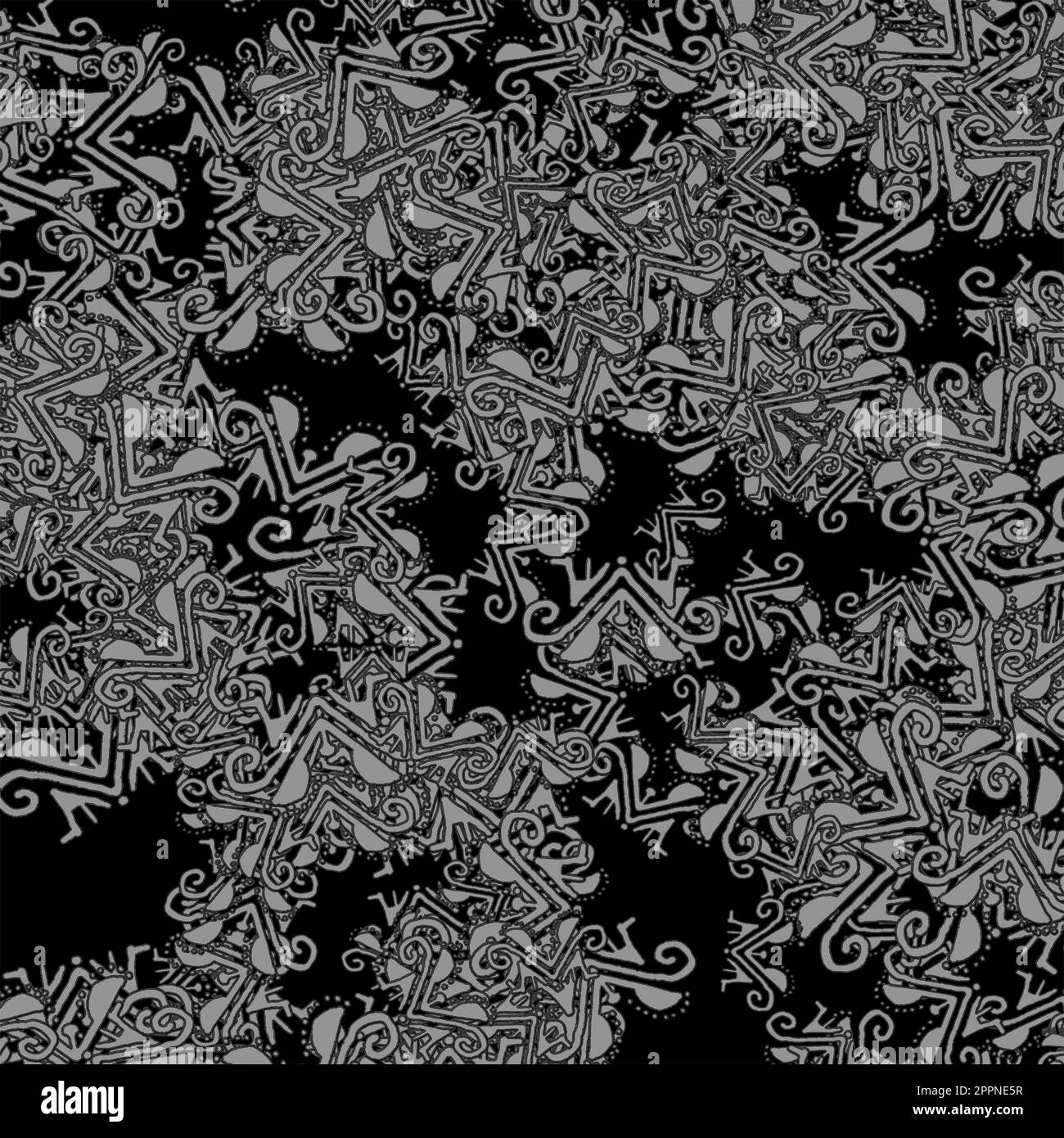 Tribal symbol motif random black and white pattern Stock Photo - Alamy