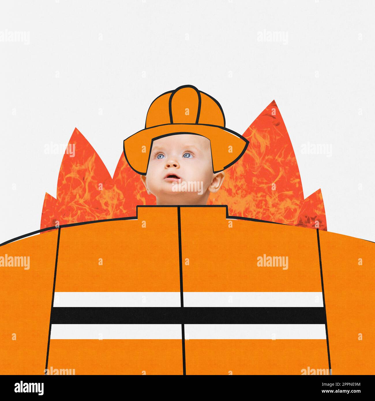 Contemporary art collage with one little cute girl wearing special ...