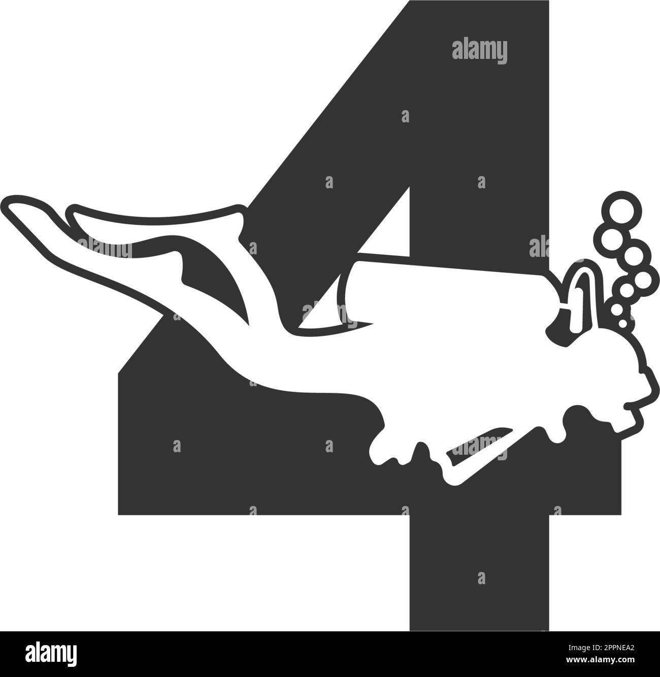 Number 4 and someone scuba, diving icon illustration Stock Vector Image ...