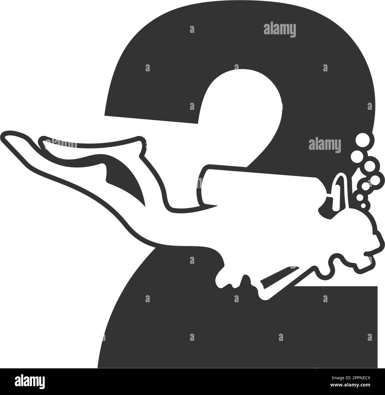 Number 2 and someone scuba, diving icon illustration Stock Vector Image ...