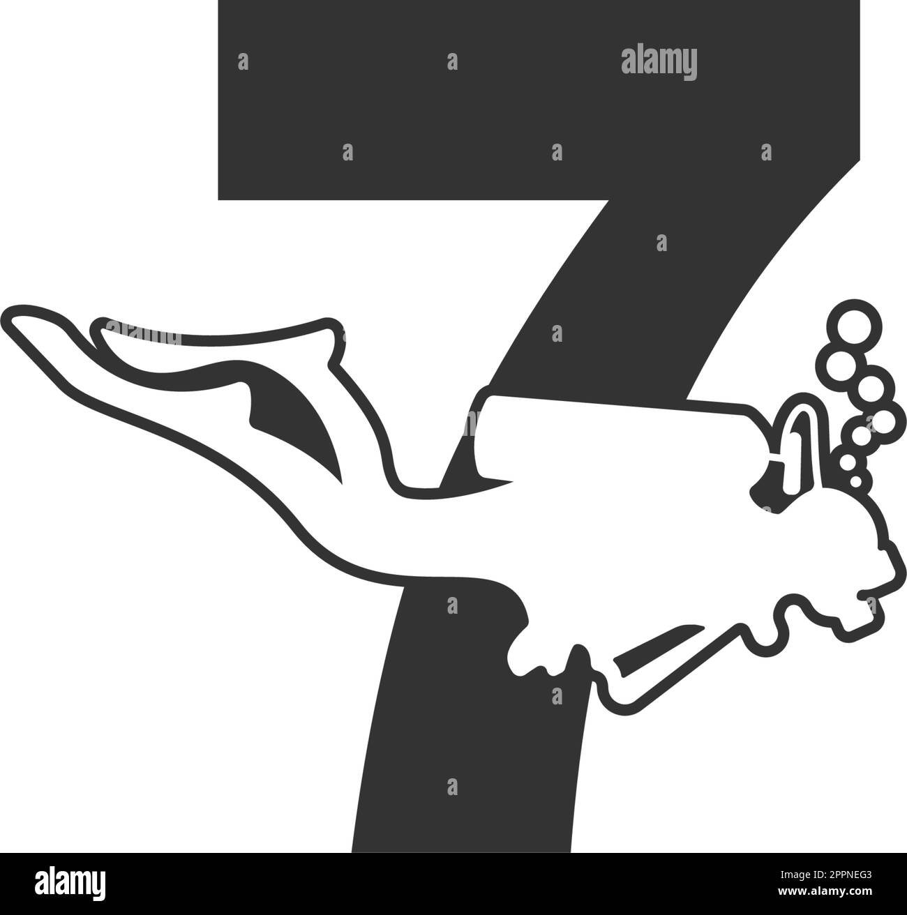 Number 7 and someone scuba, diving icon illustration Stock Vector Image ...