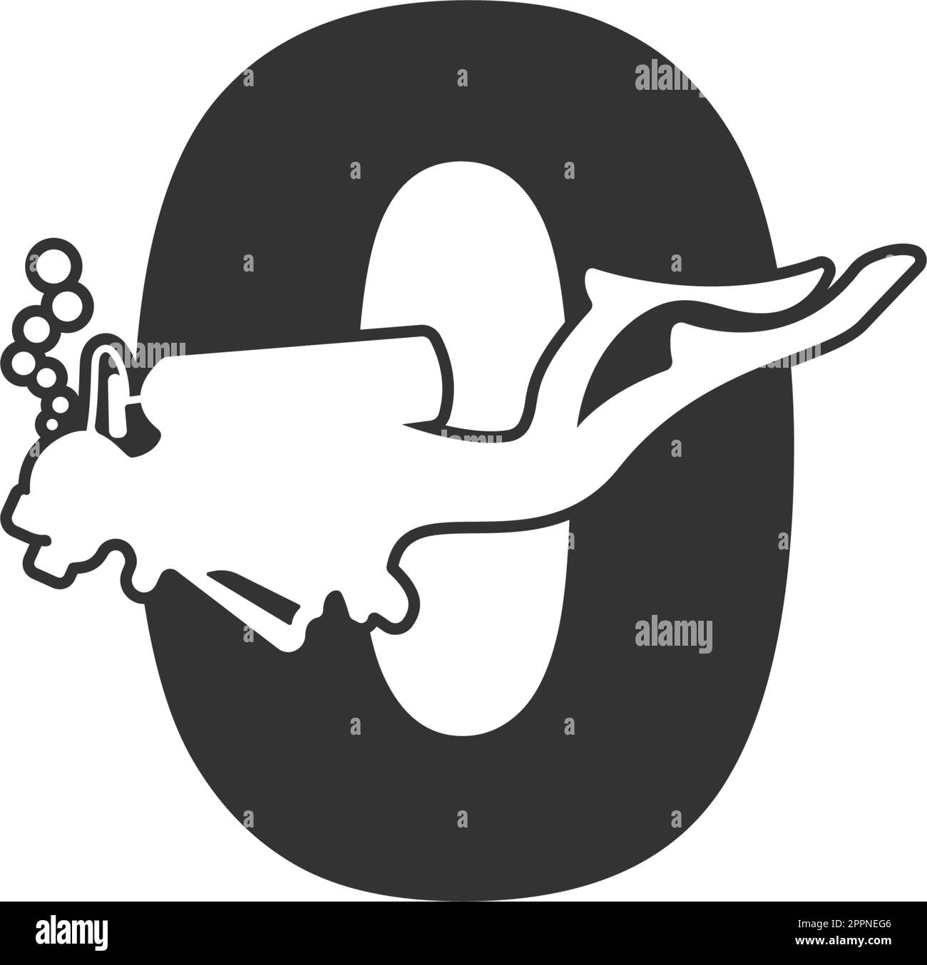 Number zero and someone scuba, diving icon illustration Stock Vector ...