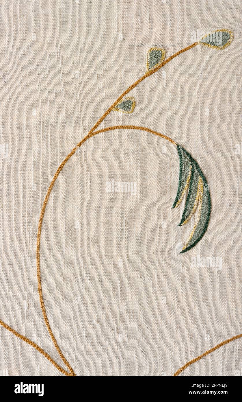 book cloth with machine embroidery featuring decorative floral designs ...