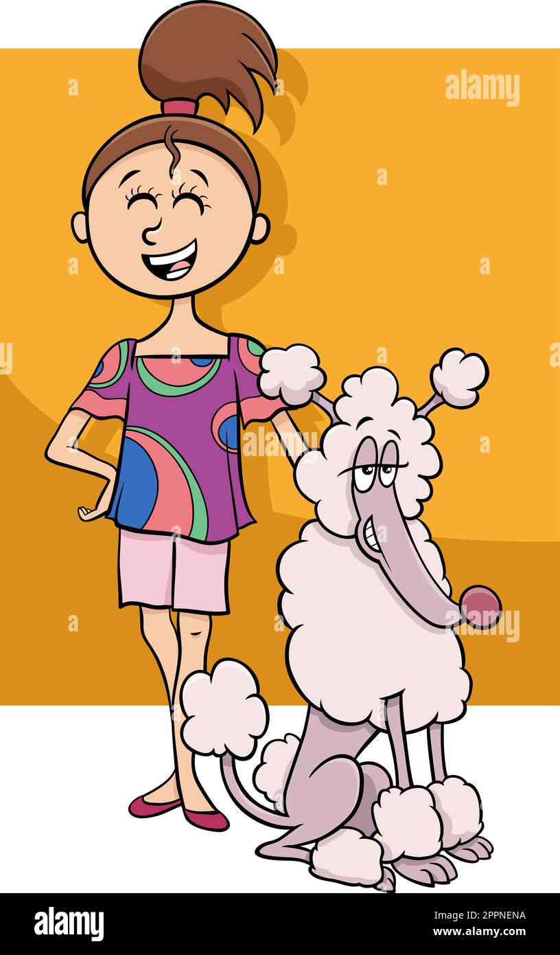 cartoon teen girl with poodle dog character Stock Vector Image & Art ...