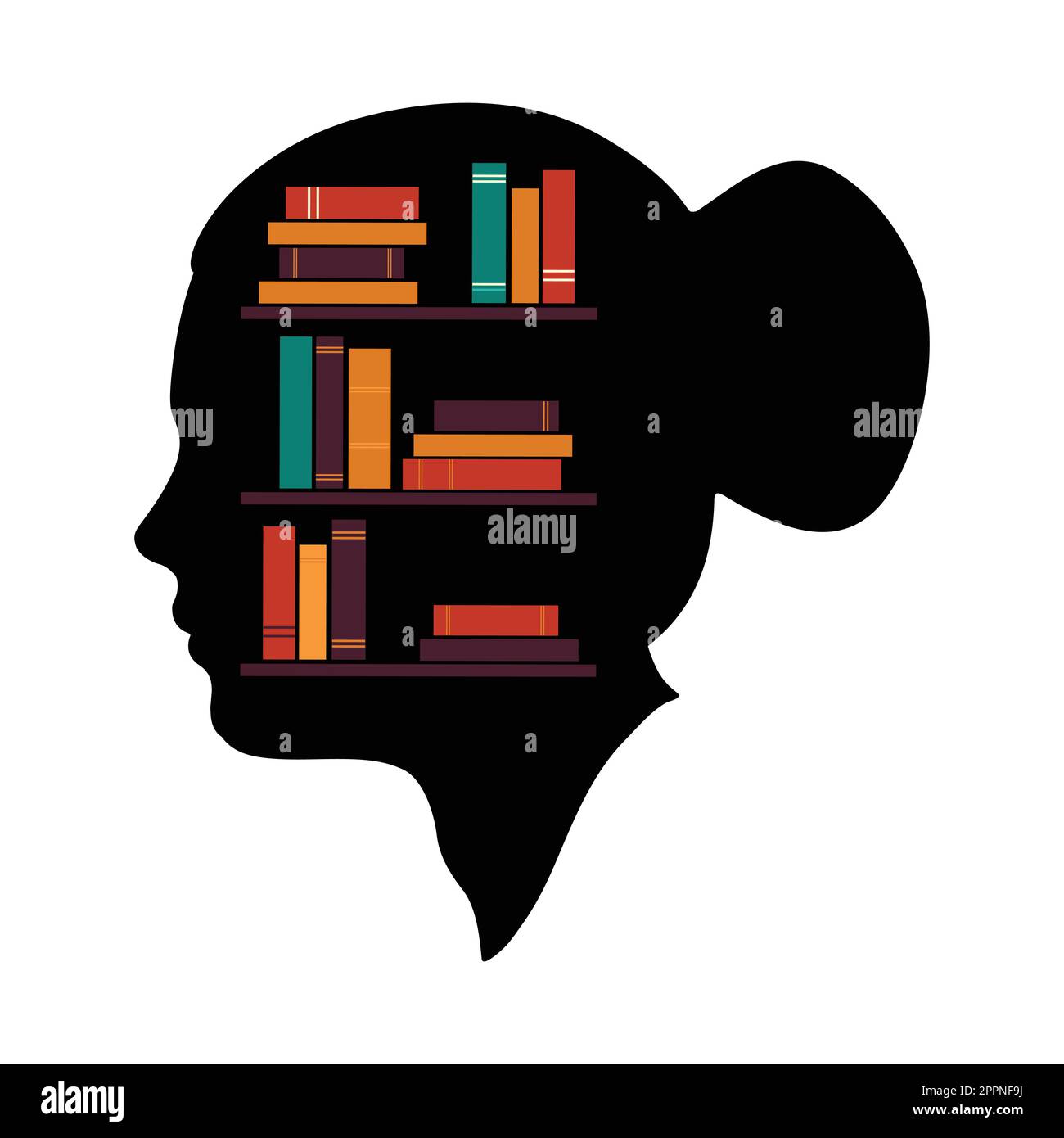 The brain is full of knowledge, Books library in head shape. Library ...