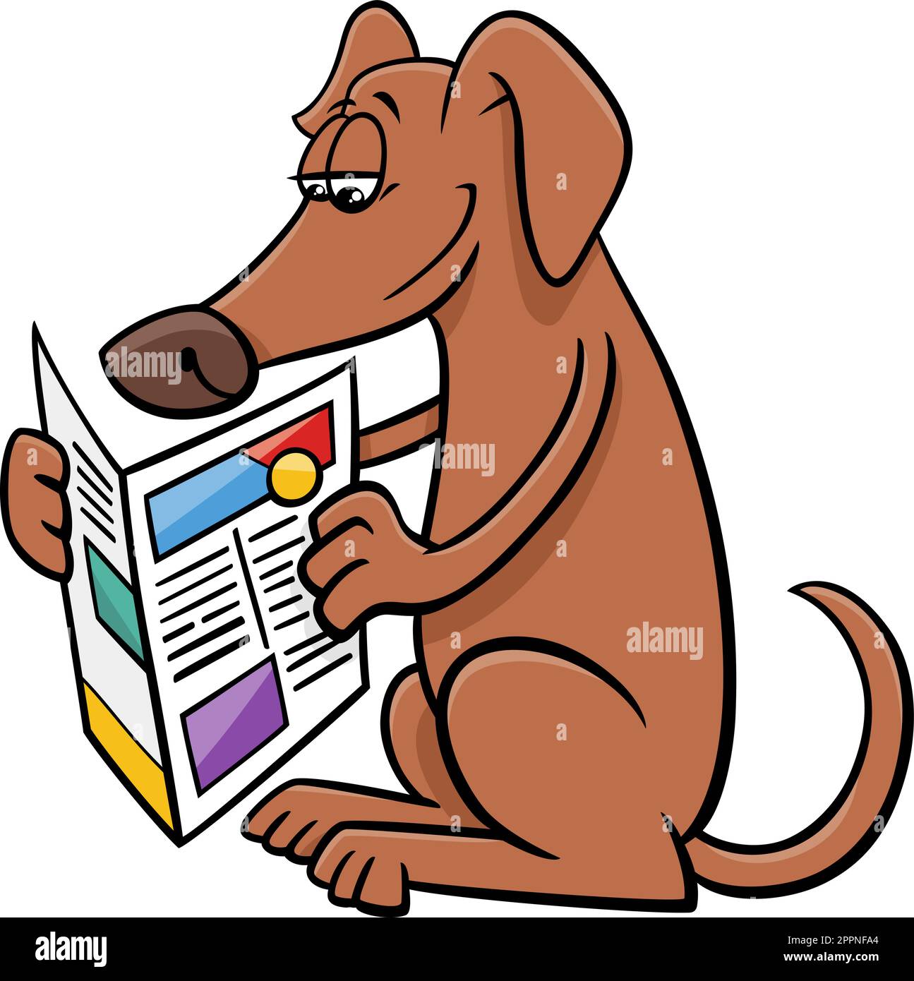 cartoon dog comic animal character with newspaper Stock Vector Image ...