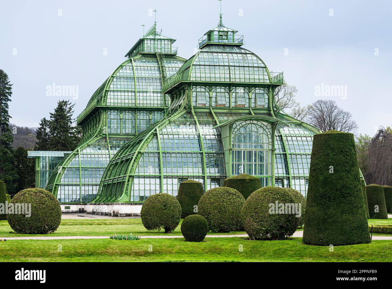 The domes of the wrought iron, cast iron and glass Palm House in ...