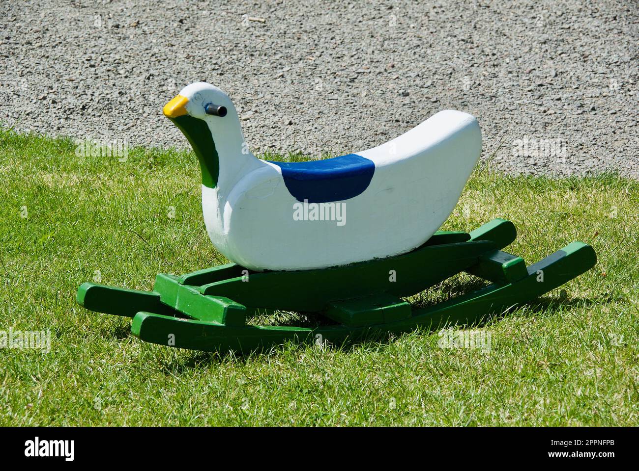 Old and simple rocking toy at a playground for children on the danish ...