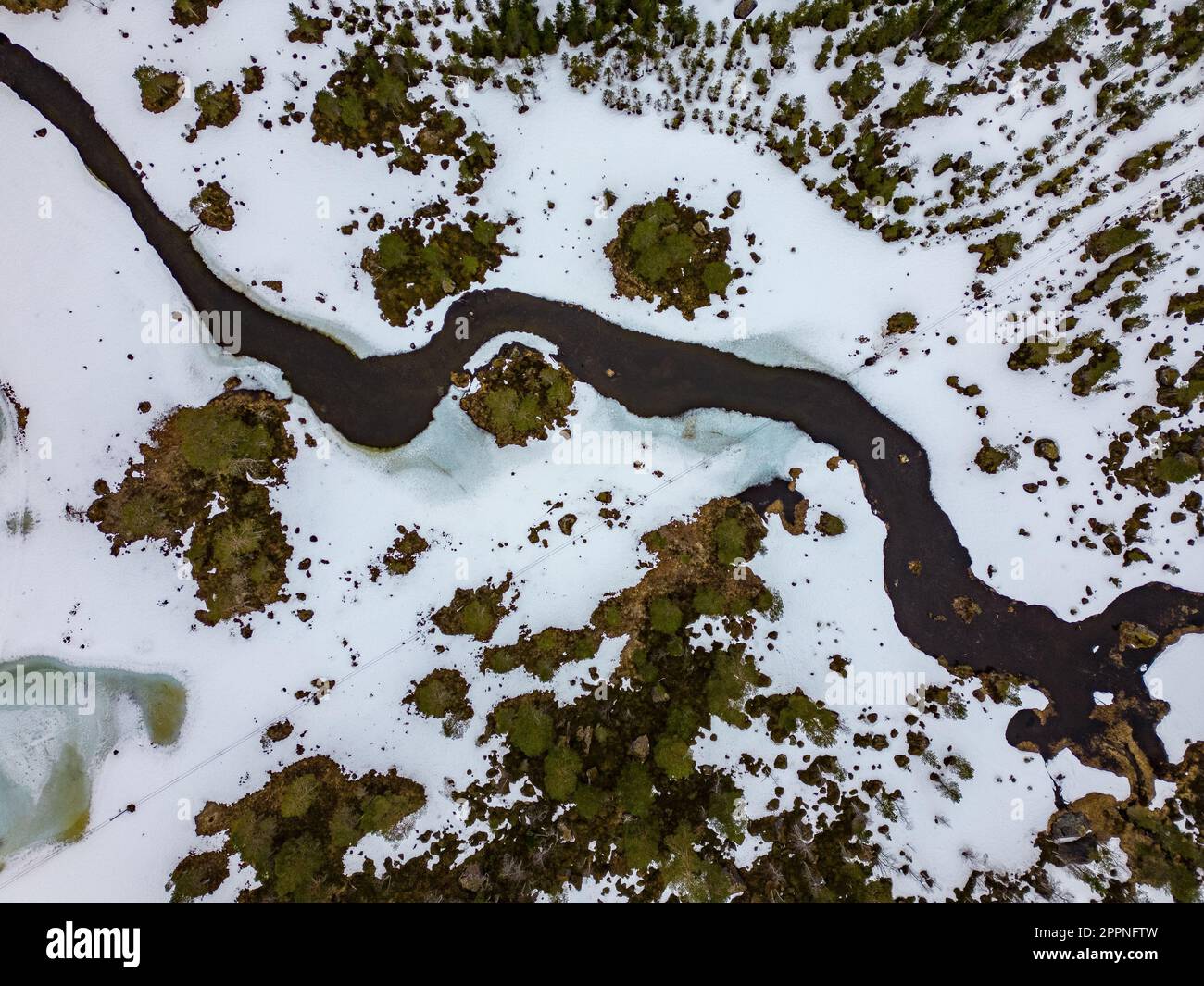 Aerial view snowy shore trees hi-res stock photography and images - Alamy