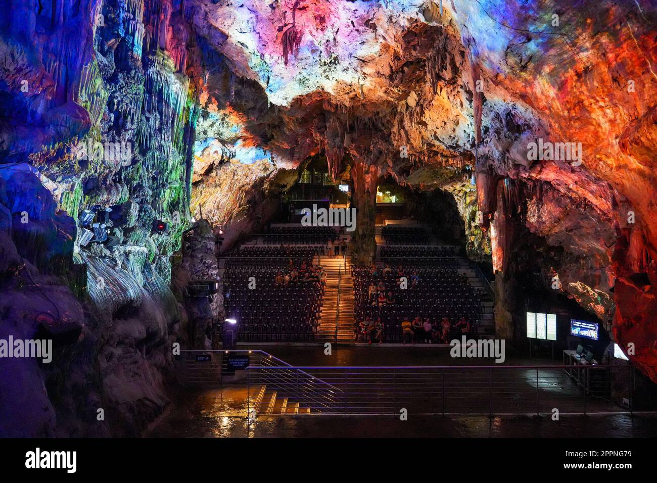 Underground theater inside Saint Michael's cave in the Rock of ...