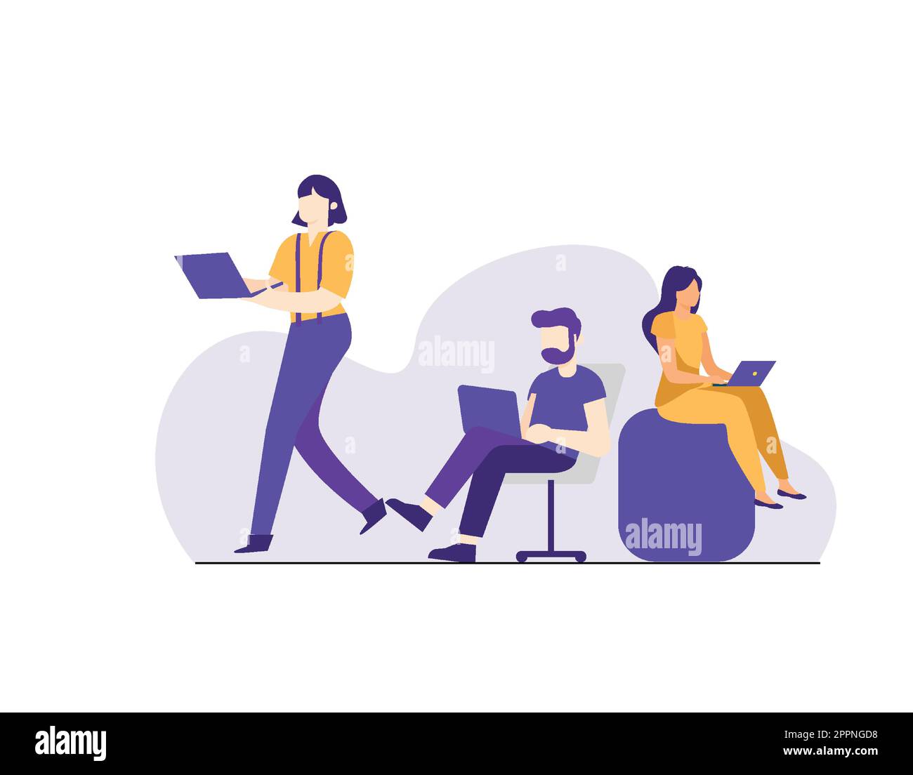 Flat design people on remote work vector Stock Vector Image & Art - Alamy