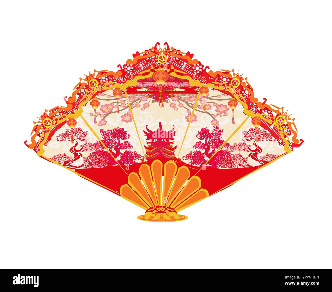 Chinese landscape and beautiful fan Stock Vector Image & Art - Alamy