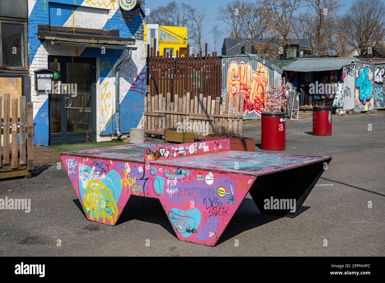 Colorfull ping pong table at Depoo, Telliskivi district of Tallinn ...