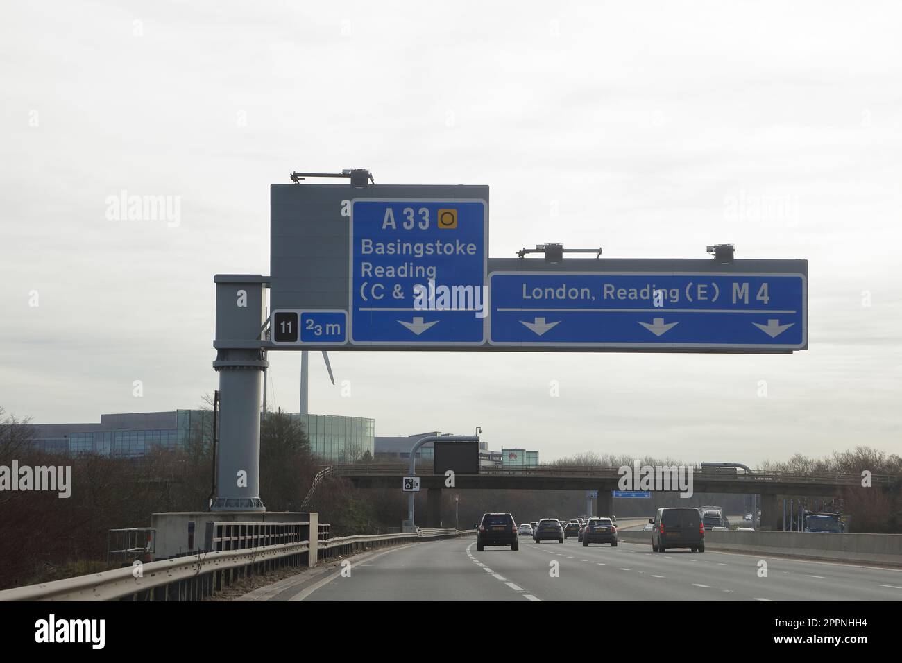 A33 junction 11 two thirds of a mile ahead on the M4 Motorway near ...
