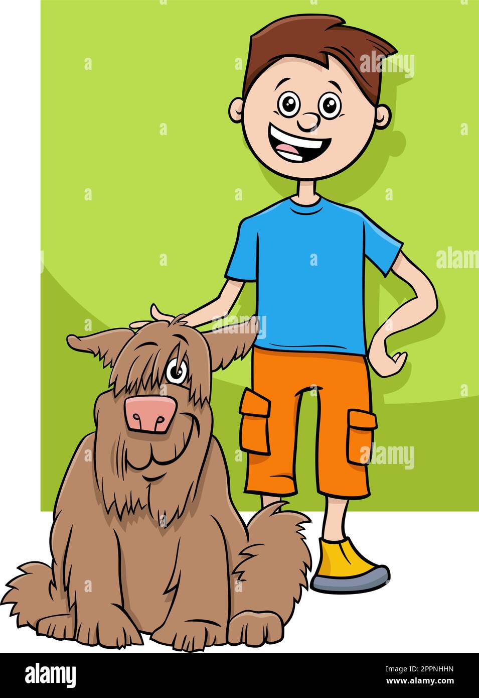 cartoon boy character with his pet dog Stock Vector Image & Art - Alamy
