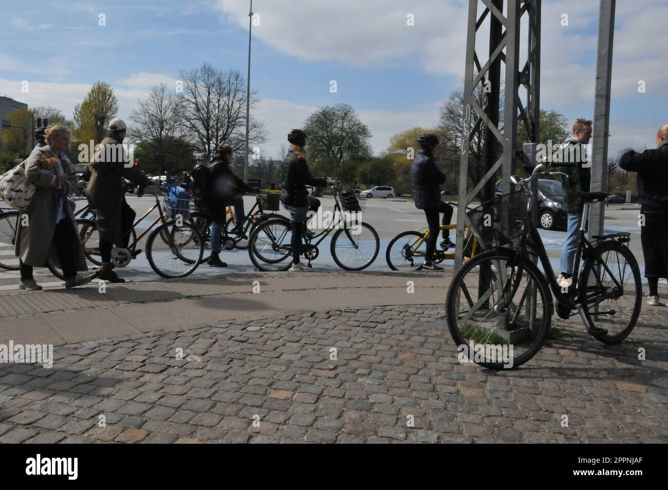 Copenhagen /Denmark/24 April 2023/ Danes ride bieks on bike lane in ...