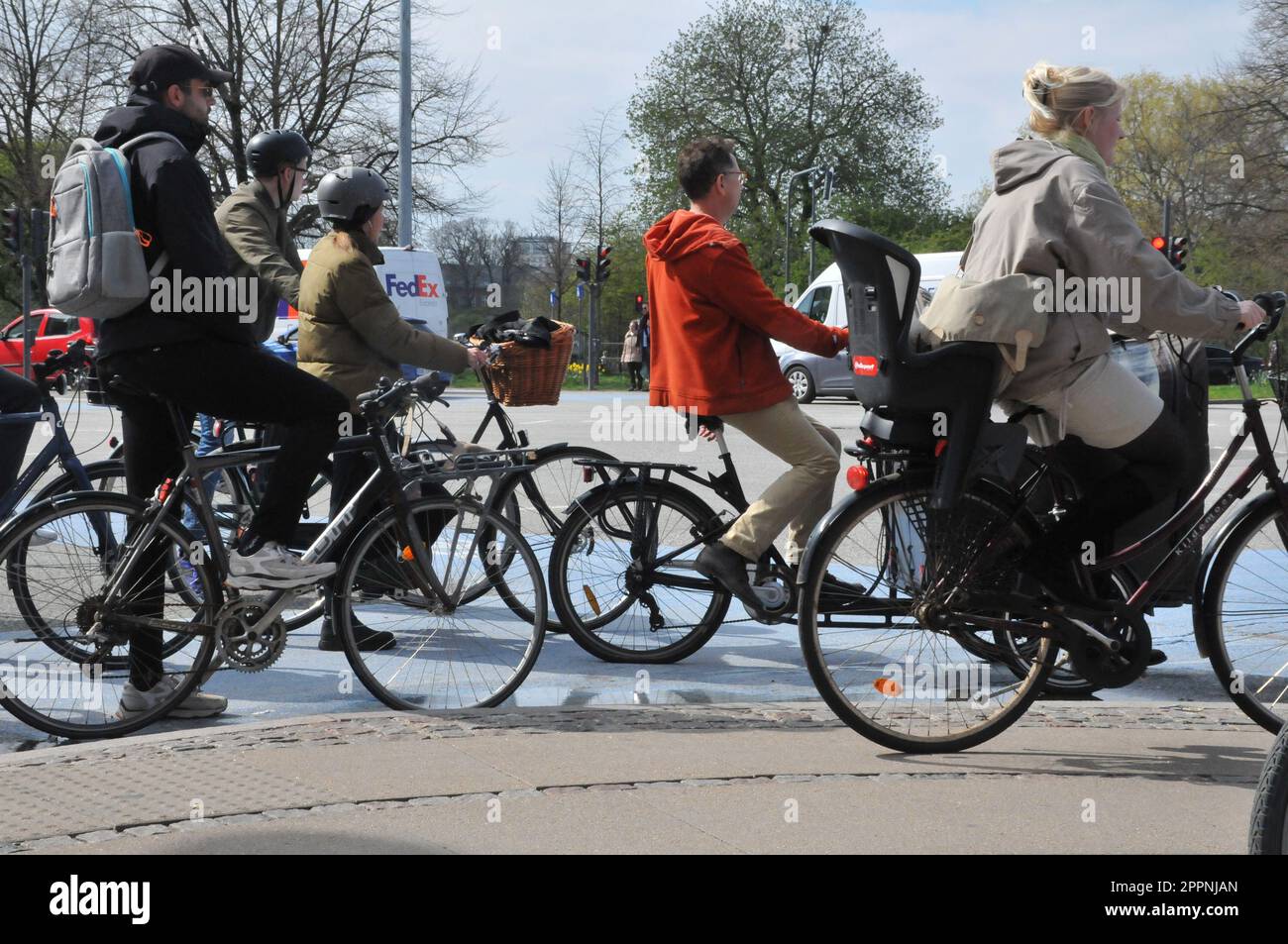 Copenhagen /Denmark/24 April 2023/ Danes ride bieks on bike lane in ...