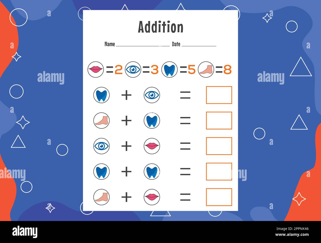 Addition with different elements for kids. An educational page for kids ...