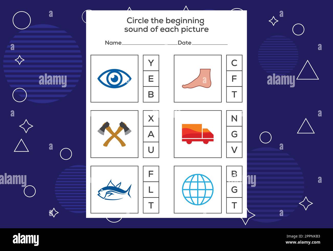 Circle the beginning sound of each picture. Educational game for kids ...