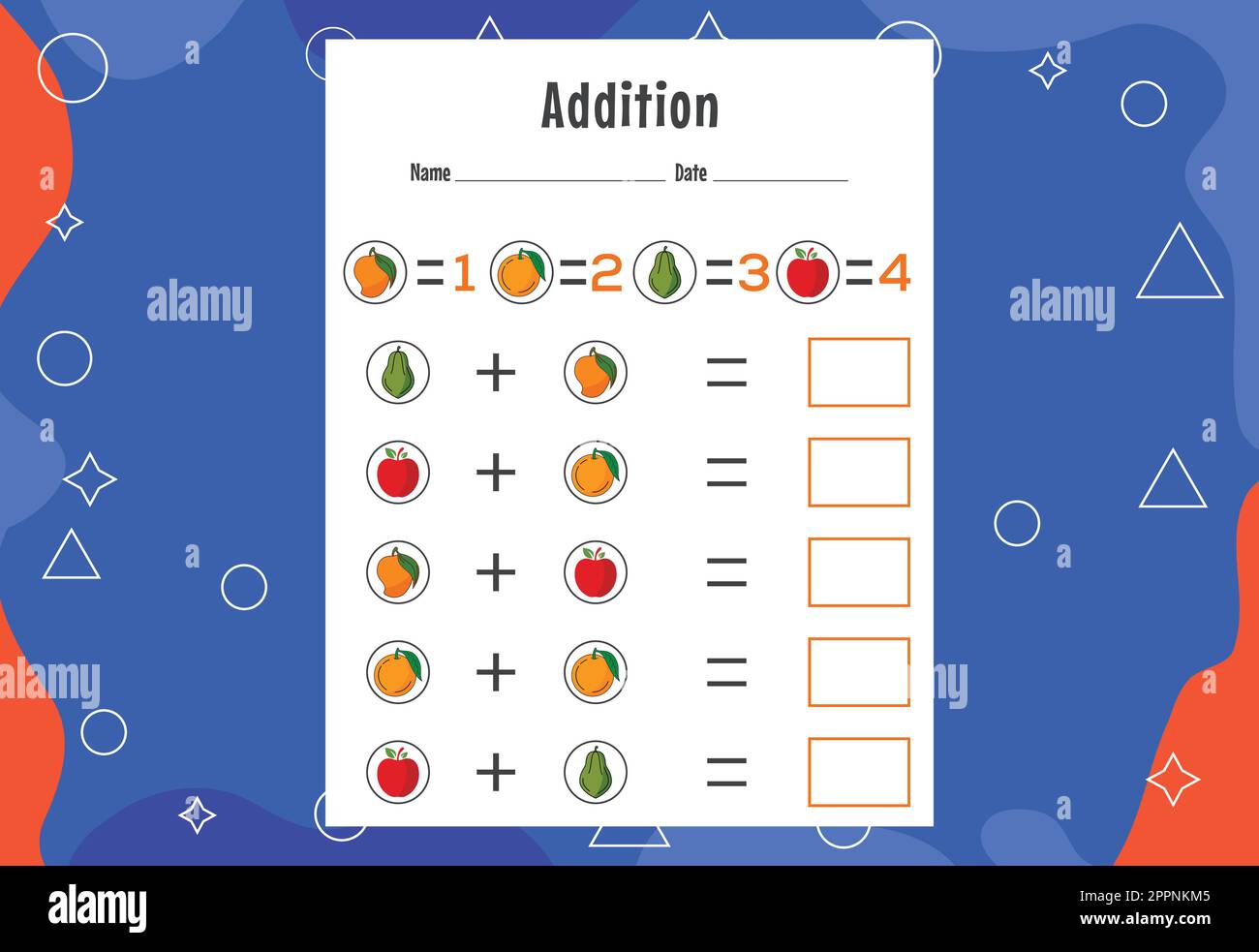 Addition with different elements for kids. An educational page for kids ...