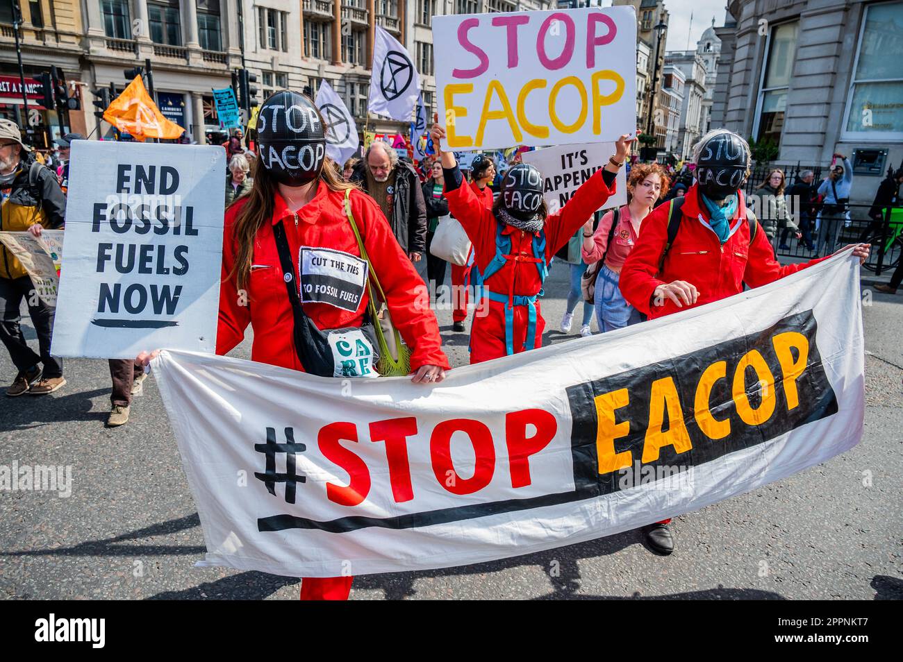 London, UK. 24th Apr, 2023. Stop Eacop protesters join The March to end ...