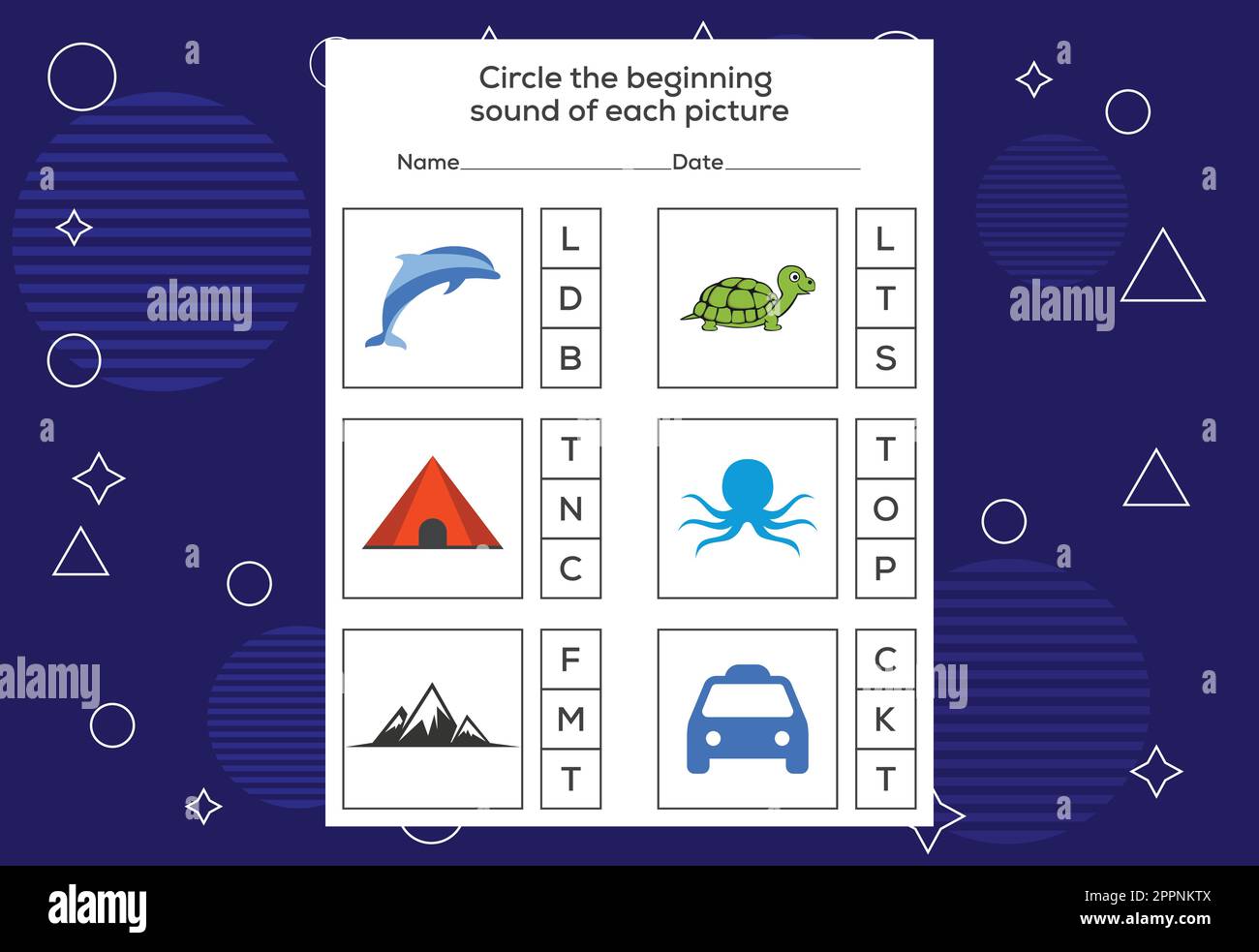 Circle the beginning sound of each picture. Educational game for kids ...