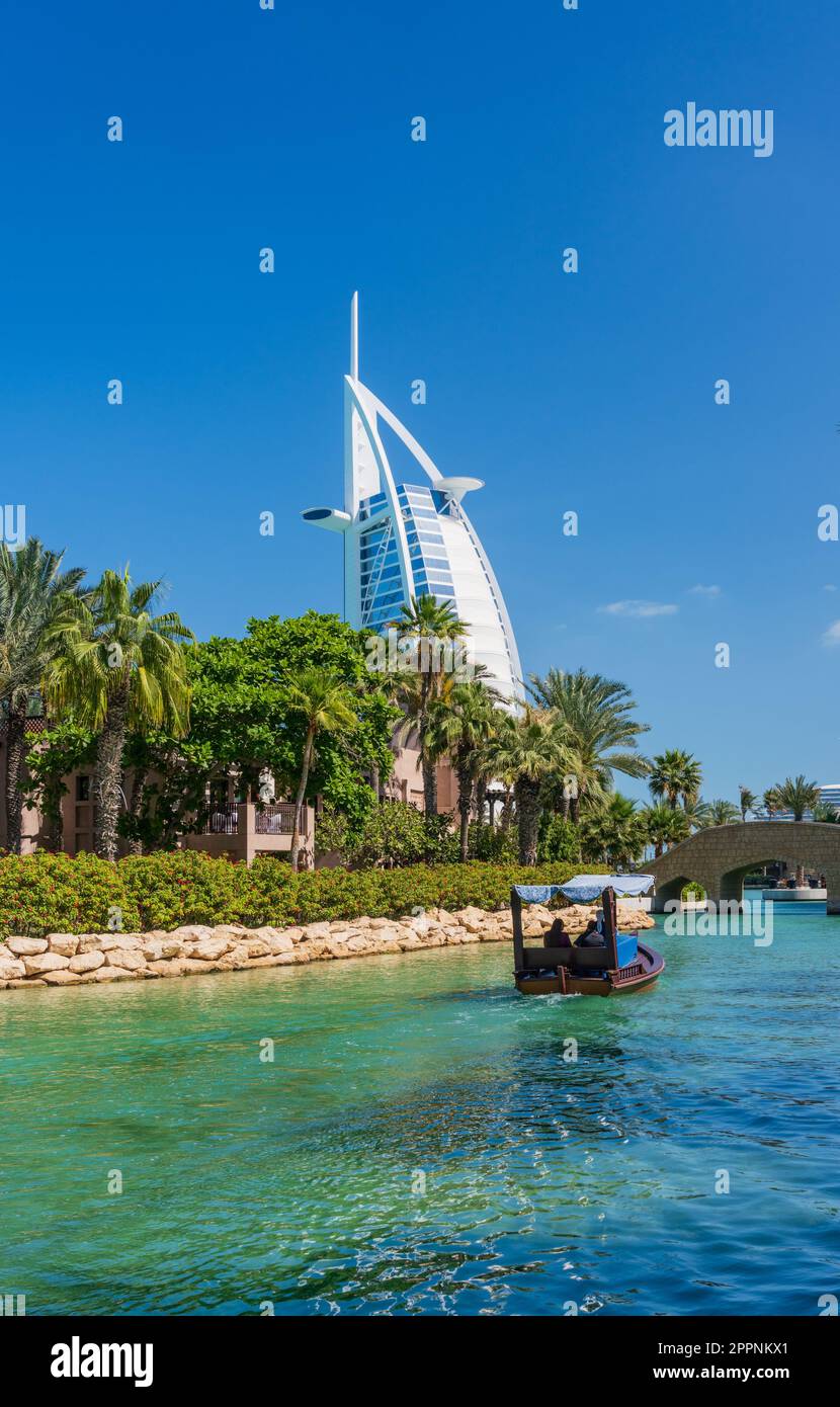 Boat tour along waterway around Souk Madinat Jumeirah in Dubai with ...