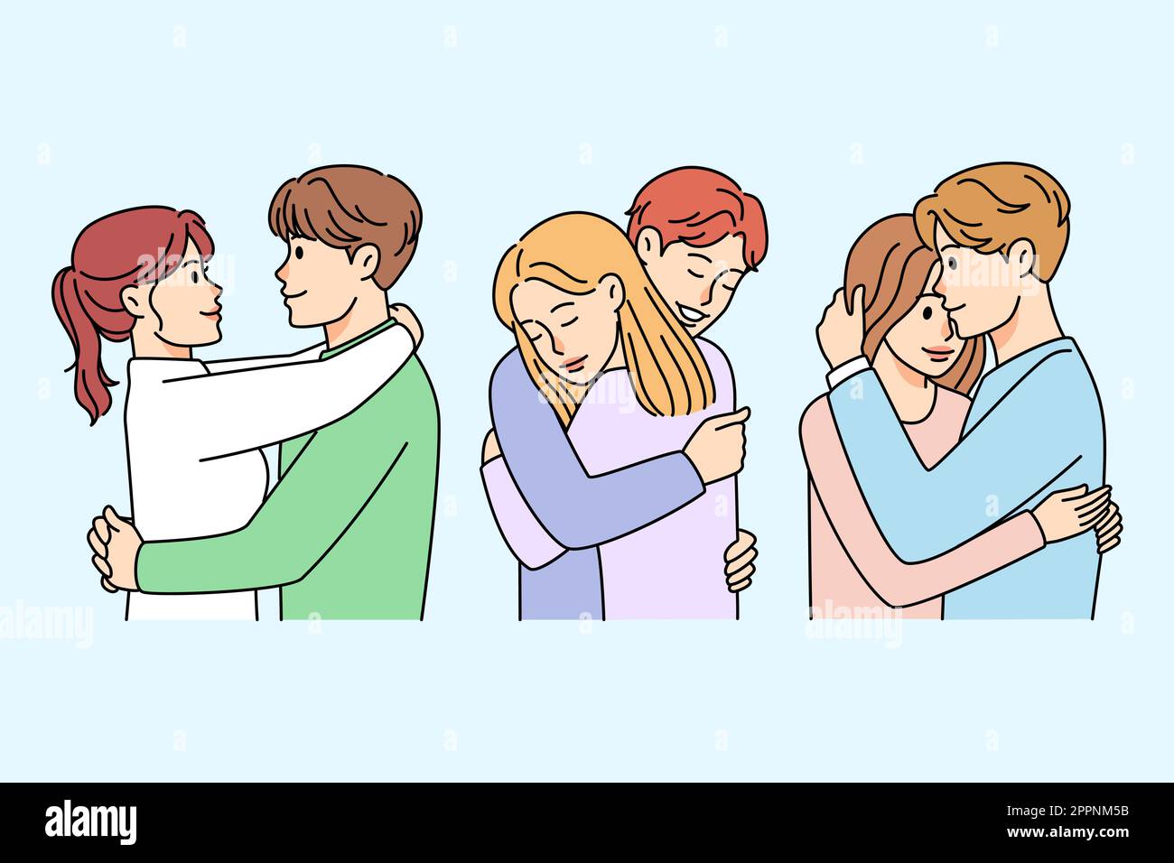 Happy friends hugging Stock Vector Images - Alamy
