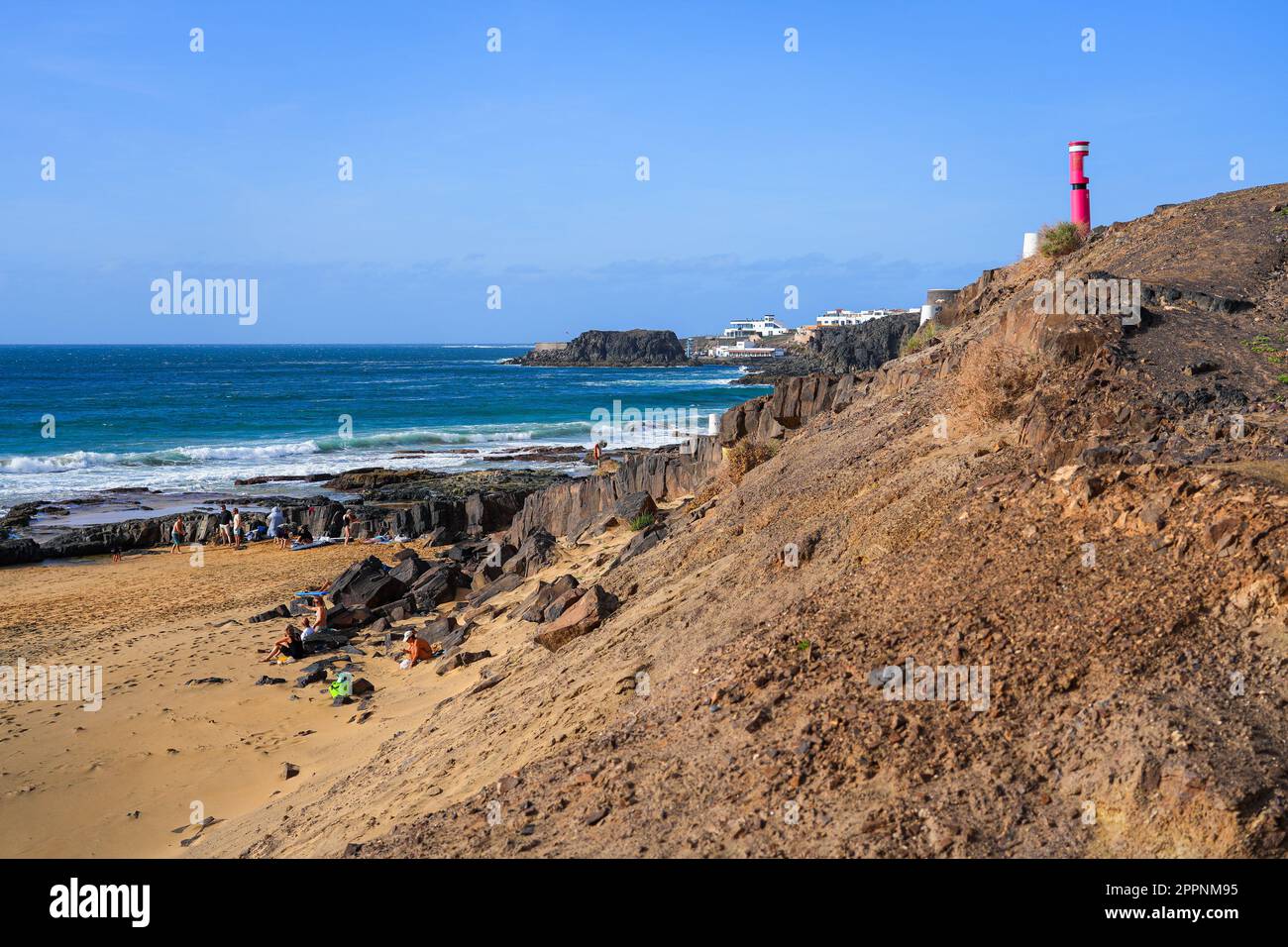 Playa del Castillo ("Castle Beach") near the village of El Cotillo in ...