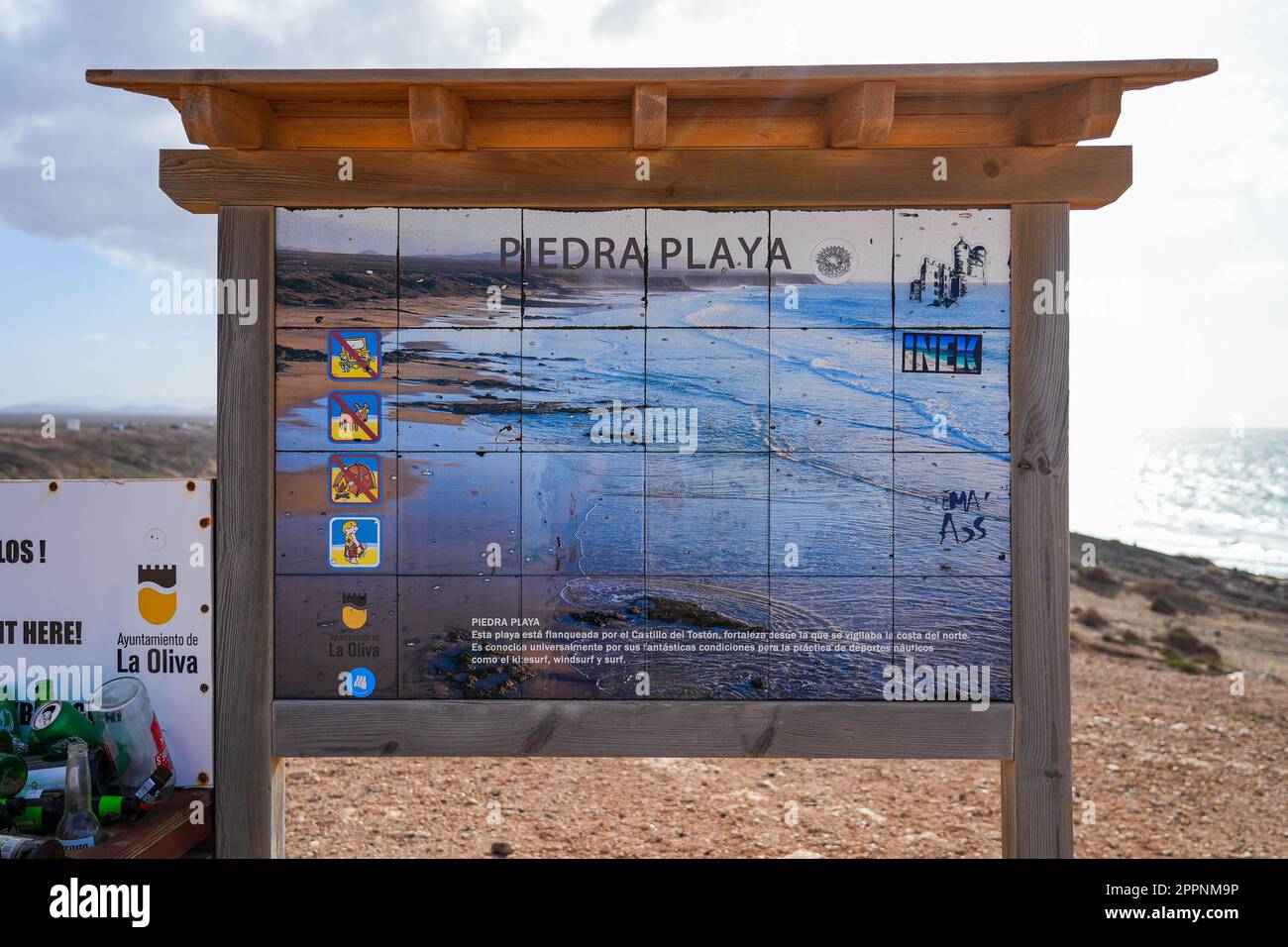Information board at the entrance of the Playa del Castillo ("Castle ...