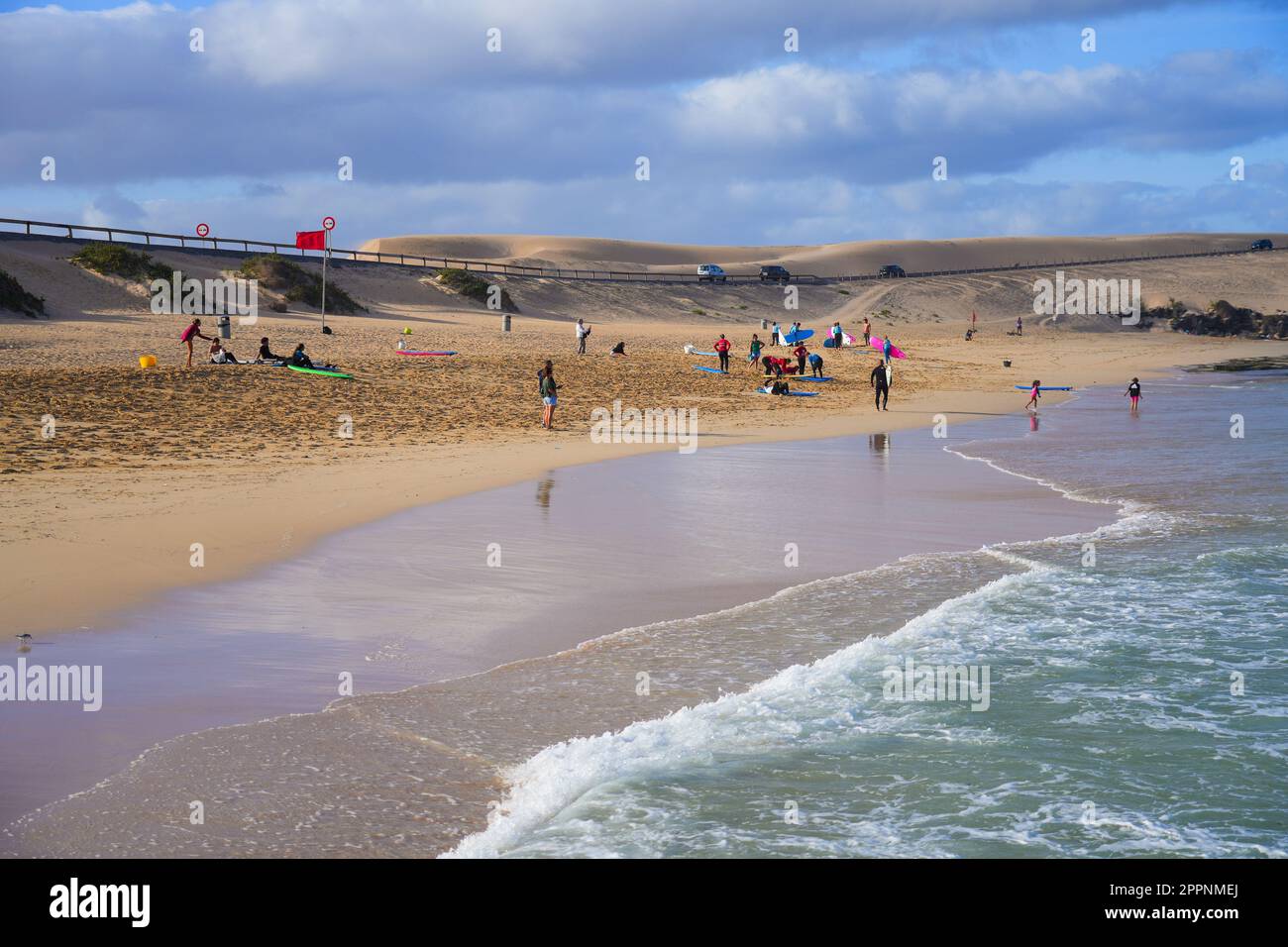 Moro beach in the Corralejo Natural Park in the north of Fuerteventura ...