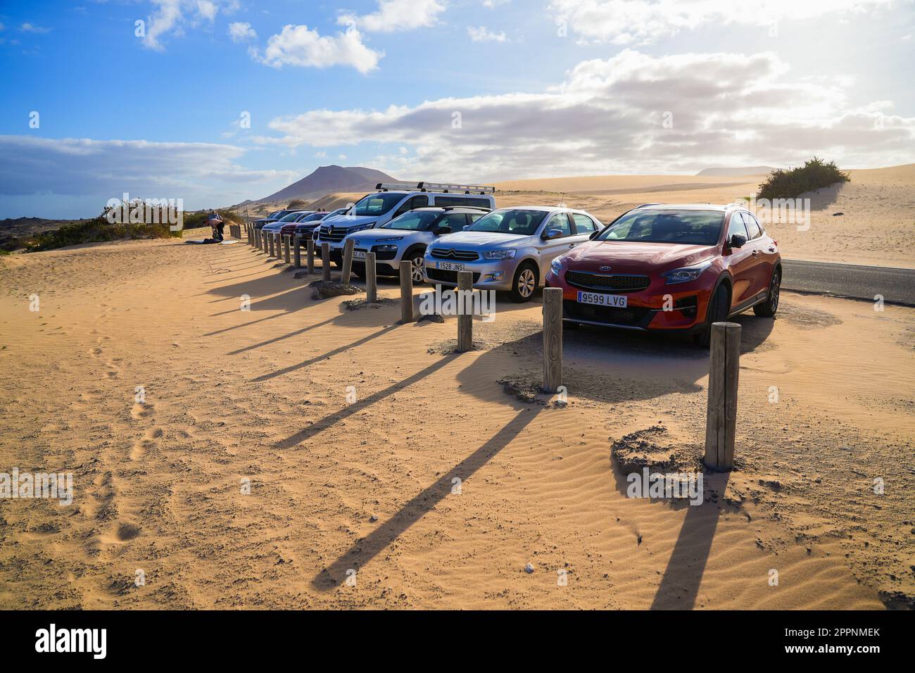 Moro beach in the Corralejo Natural Park in the north of Fuerteventura ...