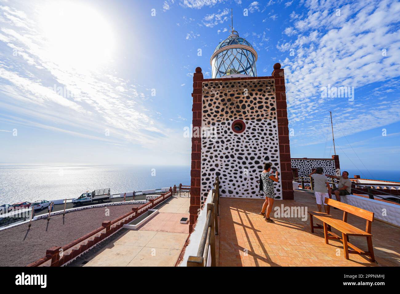 Tower of the lighthouse of Punta La Entallada overlooking the Atlantic ...