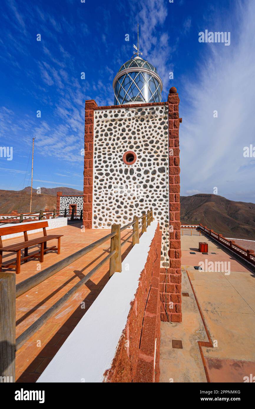 Tower of the lighthouse of Punta La Entallada overlooking the Atlantic ...