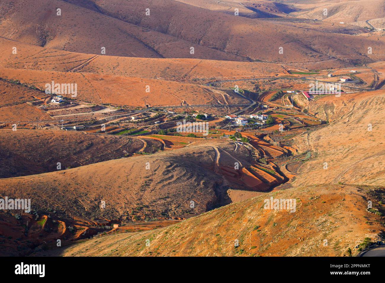 Panoramic view over the central valley of Fuerteventura island from the ...