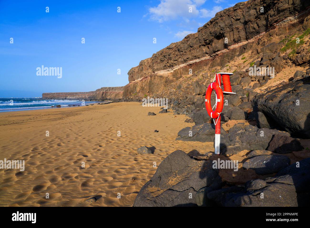 Safety buoy displayed on Playa de la Escalera (Staircase Beach) in case ...