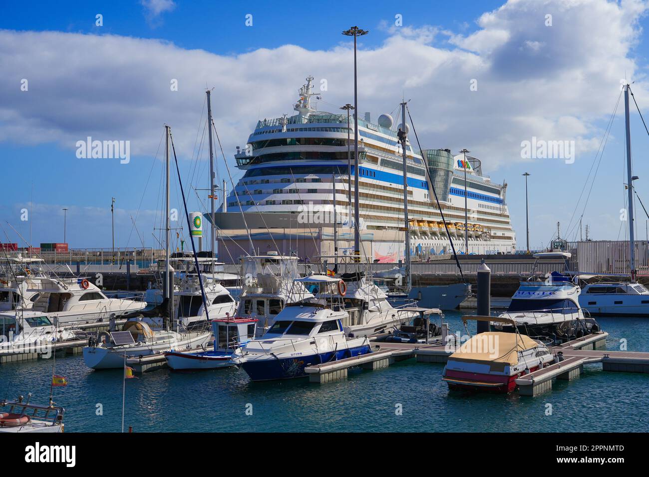 Cruise ship moored in Puerto del Rosario's harbour, the capital of ...
