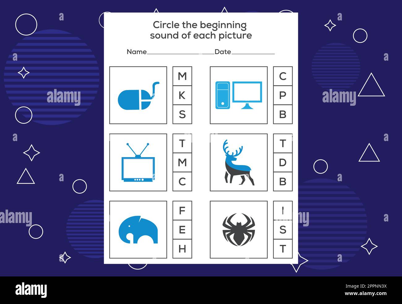 Circle the beginning sound of each picture. Educational game for kids ...