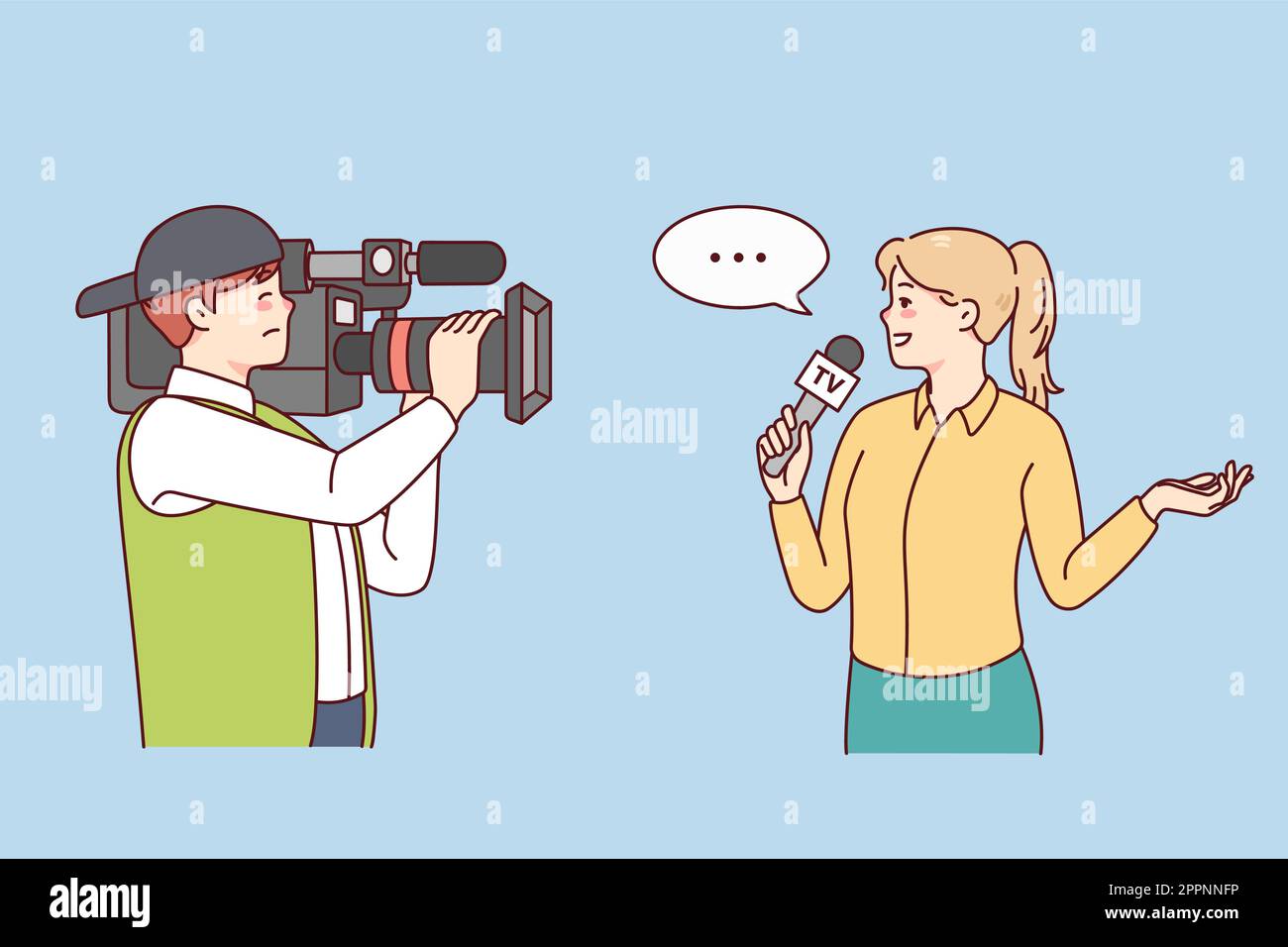 Cameraman filming journalist making reportage Stock Vector Image & Art - Alamy